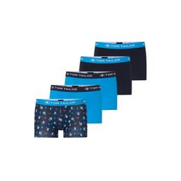 Tom Tailor Herren Boxershorts im 5er Pack, blau, Logo Print, Gr. S/4