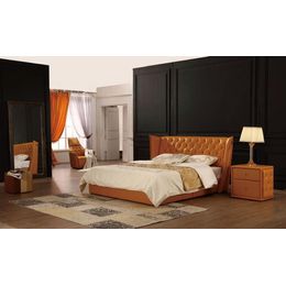 JVmoebel Bett Designer Doppelbett Bett Betten Leder Chesterfield Hotel Schlafzimmer