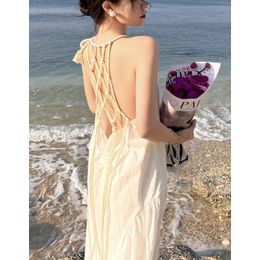 FIDDY Strandkleid Neckholder-Kleid ohne Rücken