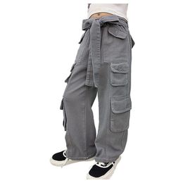 FIDDY Jeanshotpants Mädchen-Stretch Hose mit hoher Taille