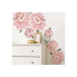 AUKUU Wanddekoobjekt Romantische Romantische rosa Pfingstrosen Blumen Schlafzimmer