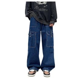 FIDDY Jeanshotpants Boyfriend-Jeans Hohe Taille
