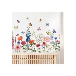 AUKUU Wanddekoobjekt Frische Frische Blumen und Schmetterlinge Schlafzimmer