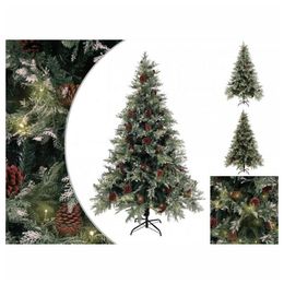 vidaXL Künstlicher Weihnachtsbaum Weihnachtsbaum mit LEDs Zapfen Grün Weiß 120 cm PVC PE