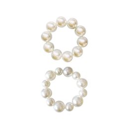 FIDDY Haarband 2 Stück Haargummi Armband Perlen Elastisches Haarseil Pearl Scrunchie