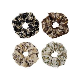 FIDDY Haarband Haargummi Scrunchie Floral Haargummi Damen Set Elastischer (4 Stück)