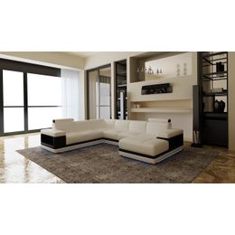 JVmoebel Ecksofa, Ledersofa Couch Wohnlandschaft U-Form Design Modern Sofa Couchen 5159