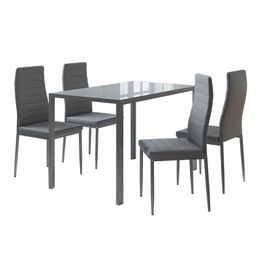 VICCO Esstisch Essgruppe GRAND METALL Grau mit 4 Stühlen