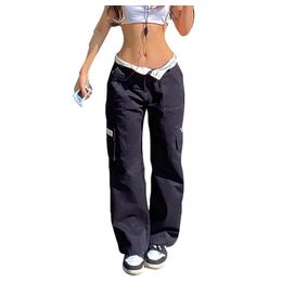 FIDDY Loungepants Damen Low Waist Weites Bein Cargo Pants Baggy Jeans für Teenager