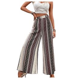 FIDDY Blusentop Damen Freizeithose Lässig Hose Weite Bein Hose Boho Hippie Hose