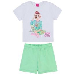 TOPModel Shorty Top Model Lexy Leobaby Shorty Pyjama Schlafanzug kurz weiß grün (2 tlg)