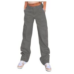 FIDDY Baukastenhose Hose mit hoher Taille Baggy High Waist Jeans für Damen