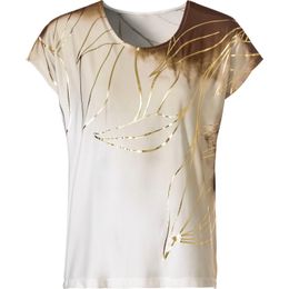 CR&Eacute;ATION L Damen Print-Shirt mit Foliendruck sand-goldfarben-bedruckt Gr&ouml;&szlig;e 42