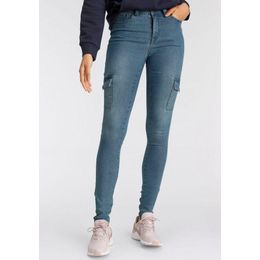 Arizona Skinny-fit-Jeans Ultra Stretch High Waist mit Cargotaschen, blau
