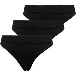 Only T-String ONLVICKY RIB S-LESS THONG 3-PK NOOS (Packung, 3-St), schwarz