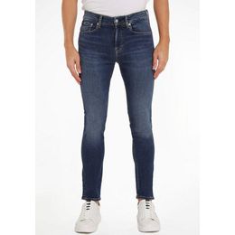 Calvin Klein Jeans Skinny-fit-Jeans SKINNY mit Leder-Badge, blau