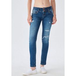 LTB Slim-fit-Jeans ZENA mit breitem Bund mit Doppelknopf, blau|rosa