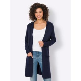 Longstrickjacke Heine Gr. 44/46, blau (marine) Damen Strickjacken