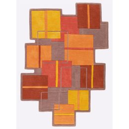 Teppich HEINE HOME Teppiche Gr. B/L: 60 cm x 90 cm, 20 mm, 1 St., orange (orange, braun) Wohnzimmerteppiche