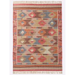 Teppich HEINE HOME Teppiche Gr. B/L: 120 cm x 180 cm, 5 mm, 1 St., bunt (taupe, bunt) Baumwollteppiche