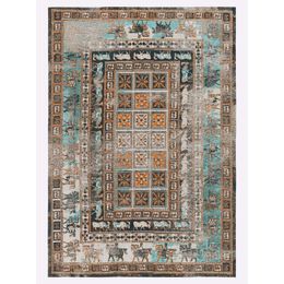 Teppich HEINE HOME Teppiche Gr. B/L: 80 cm x 160 cm, 7 mm, 1 St., bunt (türkis, bunt) Baumwollteppiche