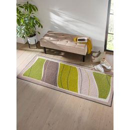 Fußmatte HEINE HOME Teppiche Gr. B/L: 60 cm x 85 cm, 7 mm, 1 St., bunt (taupe, grün) Fußmatten gemustert