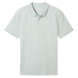 Tom Tailor DENIM Herren Basic Poloshirt mit Logo Print, grün, Uni, Gr. XL