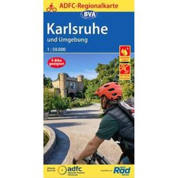 ADFC-Regionalkarte Karlsruhe und Umgebung,1:50.000, reiß- und wetterfest, GPS-Tracks Download - BVA BikeMedia GmbH, Karte (im Sinne von Landkarte)