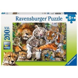 RAVENSBURGER VERLAG Ravensburger Kinderpuzzle - 12721 Schmusende Raubkatzen - Tier-Puzzle für Kinder ab 8 Jahren, mit 200 Teilen im XXL-Format