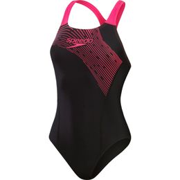 Speedo Medley Logo Badeanzug Damen in black-electric pink