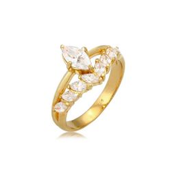 Elli Premium Fingerring Zirkonia Marquise 925 Silber, goldfarben