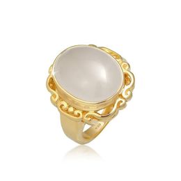 Elli Premium Fingerring Mondstein Vintage Ornament Edelstein 925 Silber, goldfarben