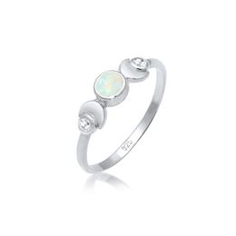 Elli Fingerring Vintage Design Halbmond Opal Zirkonia 925er Silber, silberfarben