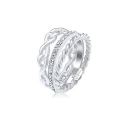 Elli Solitärring Ring Set Infinity Kristalle 925 Silber, silberfarben