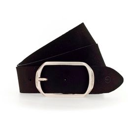 Tamaris Ledergürtel mit Schließe in Used-Optik, schwarz