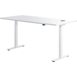 WRK21 160x80cm, 2-Premium-Motoren Antrieb von Bosch, Weiß, inkl. Wireless Charger Belkiin, höhenverstellbarer Steh-Sitz-Schreibtisch