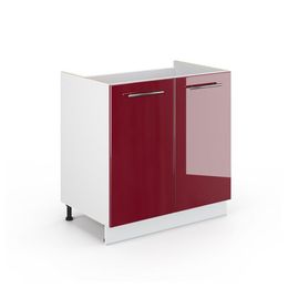 VICCO Spülenschrank Küchenunterschrank 80 cm R-Line Weiß Bordeaux Hochglanz