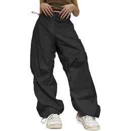 FIDDY Latzhose Cargohose Damen Baggy High Waist Streetwear Hose mit Taschen