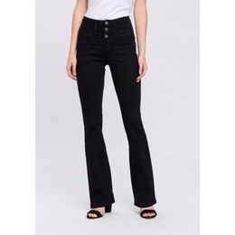 Arizona Bootcut-Jeans mit extrabreitem Bund High Waist, schwarz