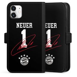 DeinDesign iPhone 11 Handy Klapph&uuml;lle Handyh&uuml;lle aus Kunst Leder schwarz Flip Case Fc Bayern M&uuml;nchen Manuel Neuer Fcb Sideflip mit Lasche
