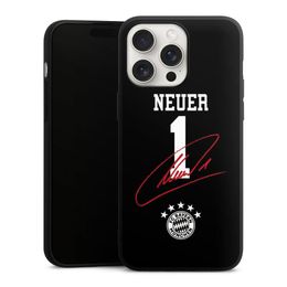 DeinDesign iPhone 15 Pro Max Handy Premium Silikon H&uuml;lle Handyh&uuml;lle schwarz Case Fc Bayern M&uuml;nchen Manuel Neuer Fcb Silikon Premium Case