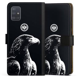 DeinDesign Galaxy A51 Handy Klapph&uuml;lle Handyh&uuml;lle aus Kunst Leder schwarz Flip Case Attila Official Licensed Product Eintracht Frankfurt Sideflip mit Lasche