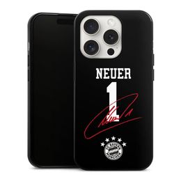 DeinDesign iPhone 15 Pro Handy Slim Case extra d&uuml;nn Silikon Handyh&uuml;lle schwarz H&uuml;lle Fc Bayern M&uuml;nchen Manuel Neuer Fcb Silikon Slim Case