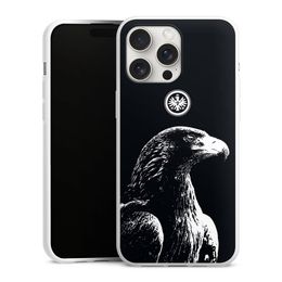 DeinDesign iPhone 15 Pro Max Handy Silikon H&uuml;lle Case wei&szlig; Handyh&uuml;lle Attila Official Licensed Product Eintracht Frankfurt Silikon Case
