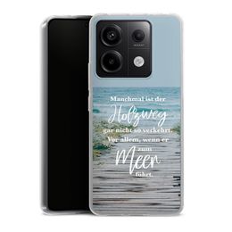 DeinDesign Xiaomi Redmi Note 13 Pro 5G Handy Silikon H&uuml;lle Case transparent Handyh&uuml;lle Statement Beach Spruch Silikon Case