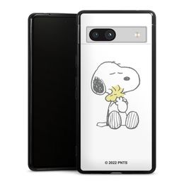 DeinDesign Google Pixel 7a Handy Silikon H&uuml;lle Case schwarz Handyh&uuml;lle Snoopy Love Peanuts