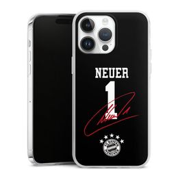 DeinDesign iPhone 14 Pro Max Handy Silikon H&uuml;lle Case transparent Handyh&uuml;lle Fc Bayern M&uuml;nchen Manuel Neuer Fcb Silikon Case