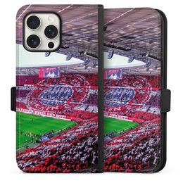 DeinDesign iPhone 15 Pro Max Handy Klapph&uuml;lle Handyh&uuml;lle aus Kunst Leder schwarz Flip Case Stadium Fcb Fc Bayern M&uuml;nchen Sideflip mit Lasche
