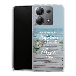 DeinDesign Xiaomi Redmi Note 13 5G Handy Silikon H&uuml;lle Case transparent Handyh&uuml;lle Statement Beach Spruch Silikon Case