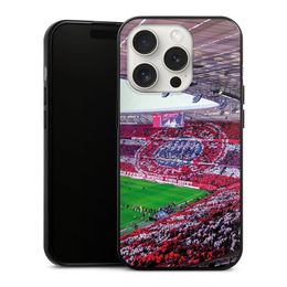 DeinDesign iPhone 15 Pro Handy Slim Case extra d&uuml;nn Silikon Handyh&uuml;lle schwarz H&uuml;lle Stadium Fcb Fc Bayern M&uuml;nchen Silikon Slim Case